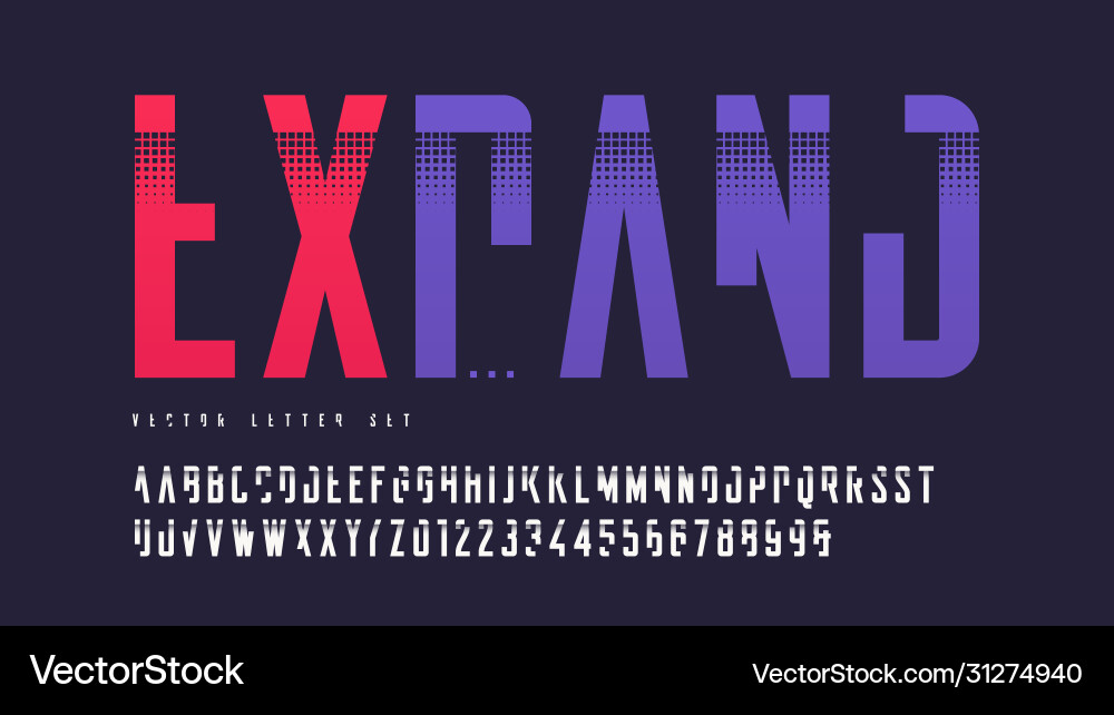 Cropped contemporary uppercase letter set Vector Image