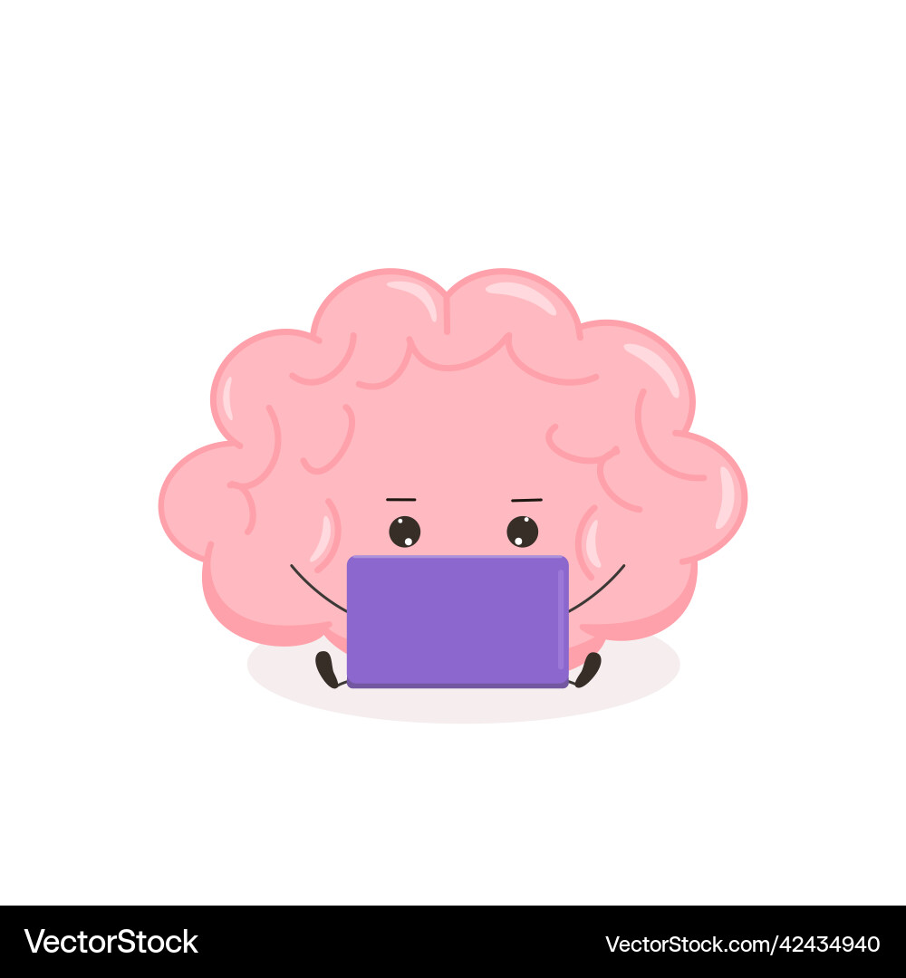 Cute kawaii brain funny human character Royalty Free Vector