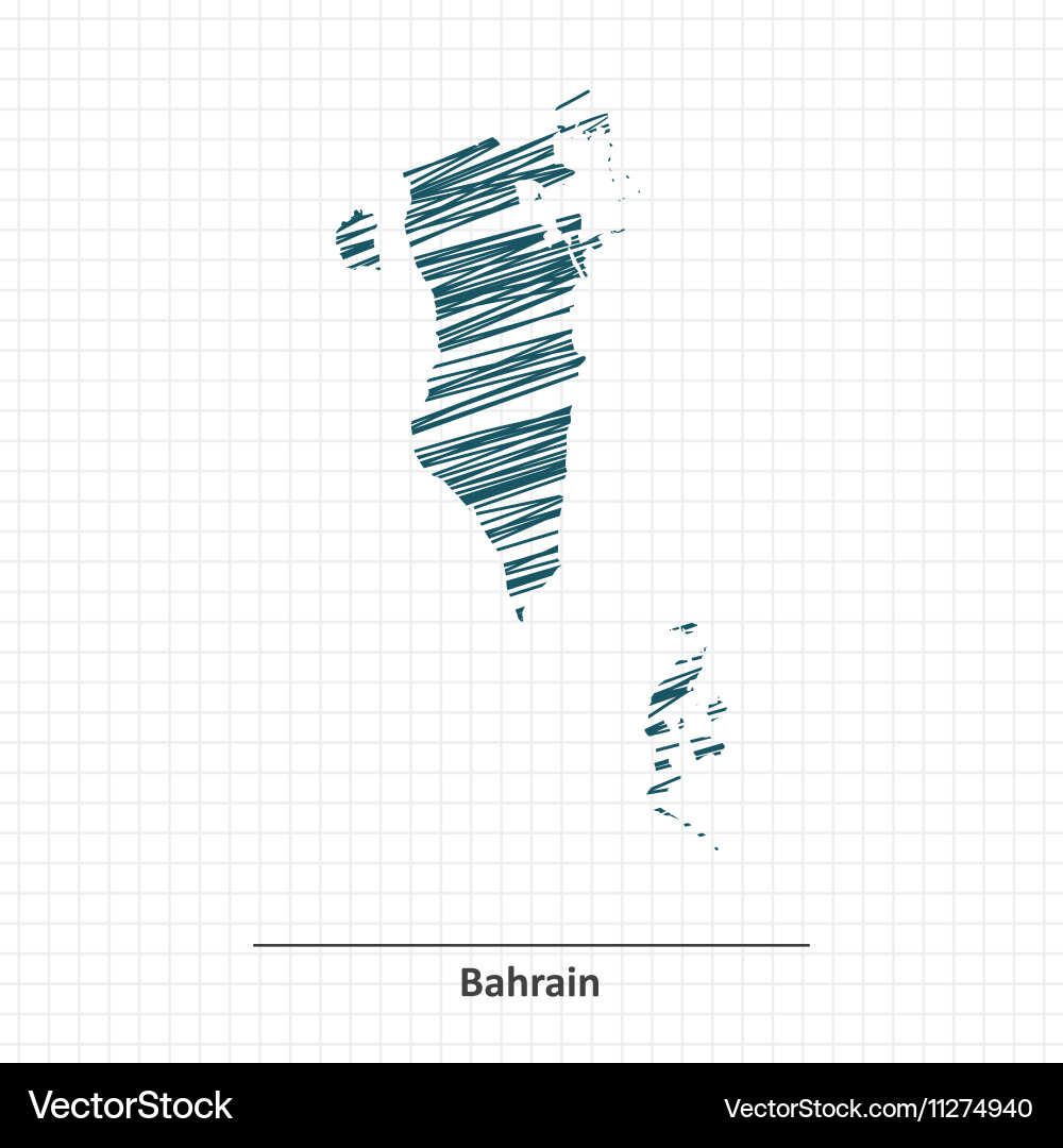 Doodle sketch of bahrain map Royalty Free Vector Image