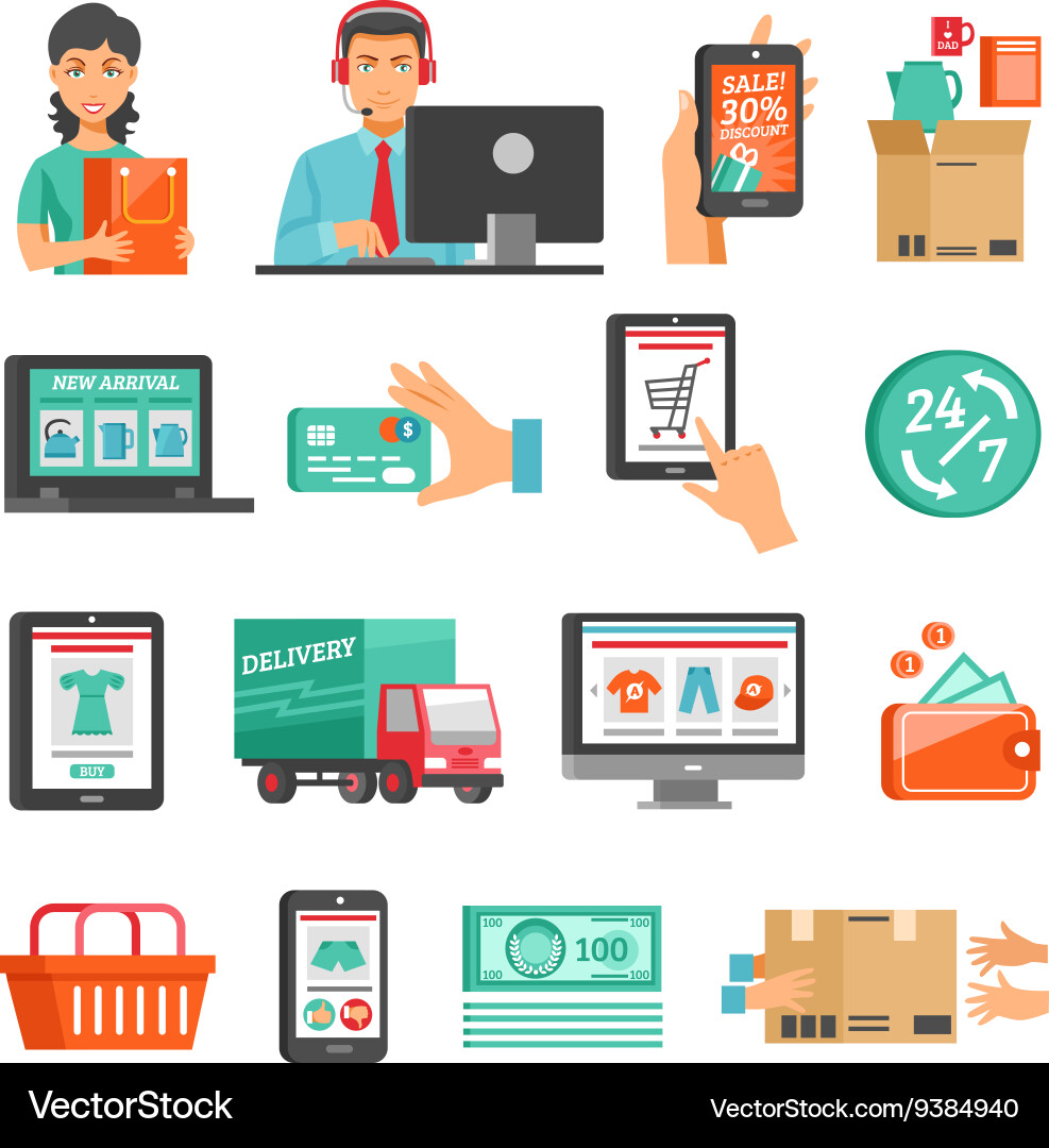 E-commerce icons set Royalty Free Vector Image