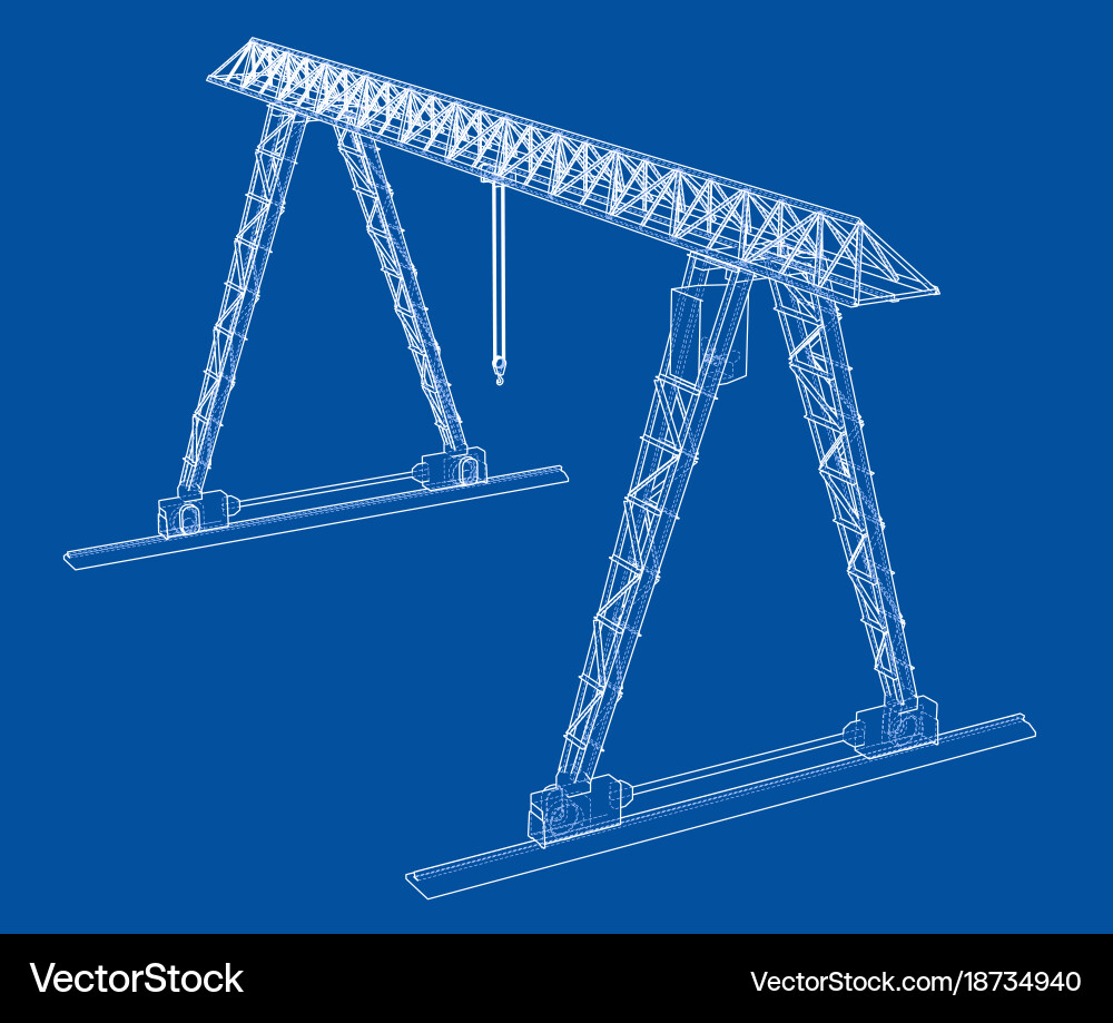 Gantry crane wire-frame eps10 format Royalty Free Vector