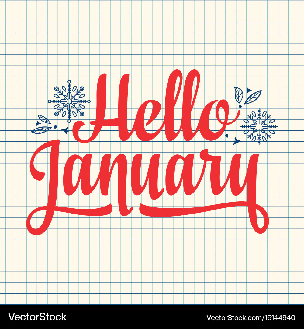 Hello january card holiday decor lettering Vector Image