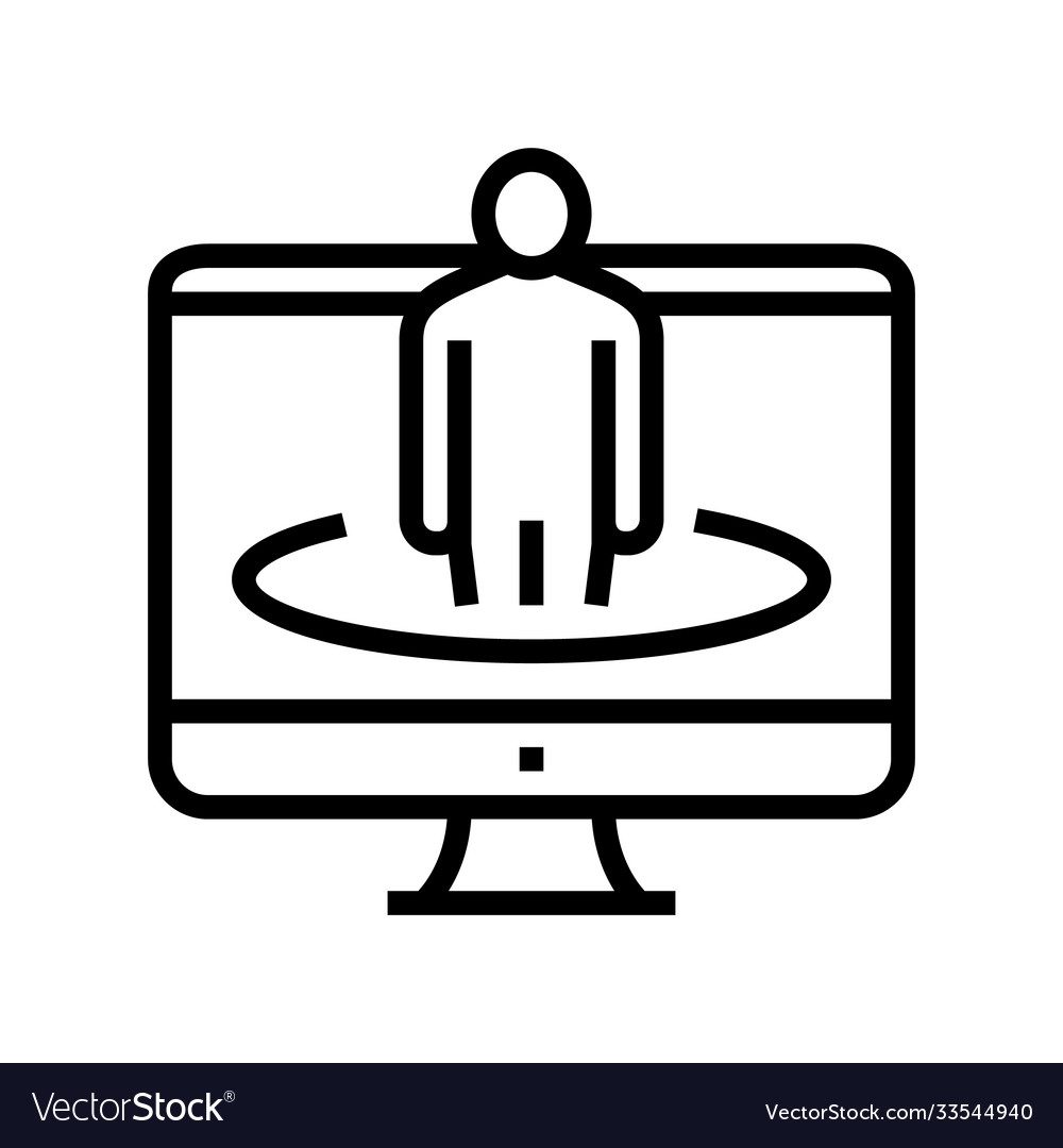 Human on computer screen line icon Royalty Free Vector Image