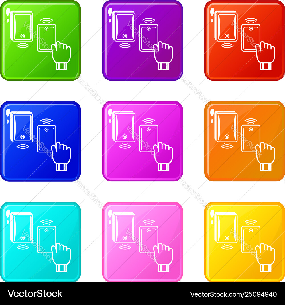 Magnetic lock icons set 9 color collection Vector Image