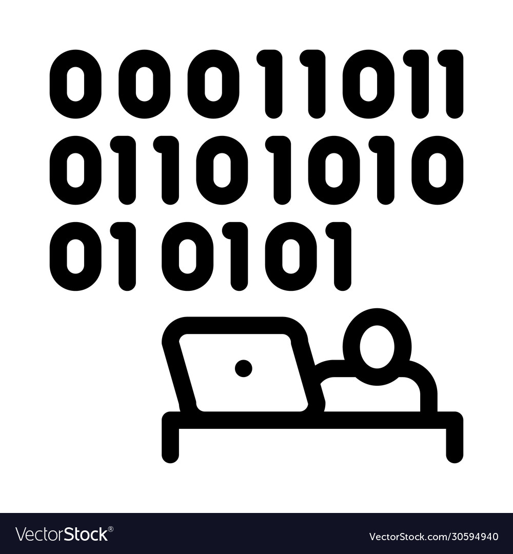 People come up with binary code icon Royalty Free Vector