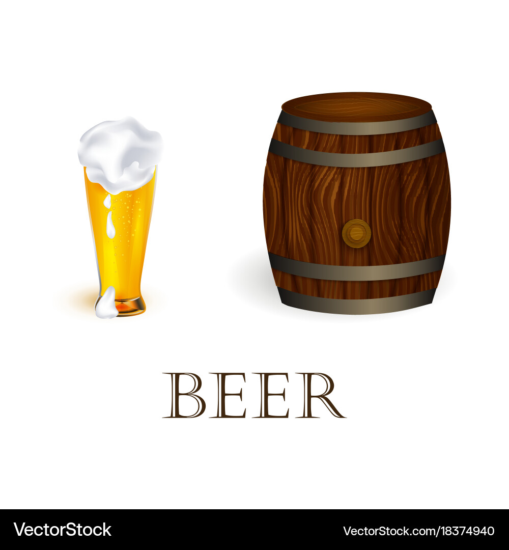 Realistic beer symbols objects set Royalty Free Vector Image