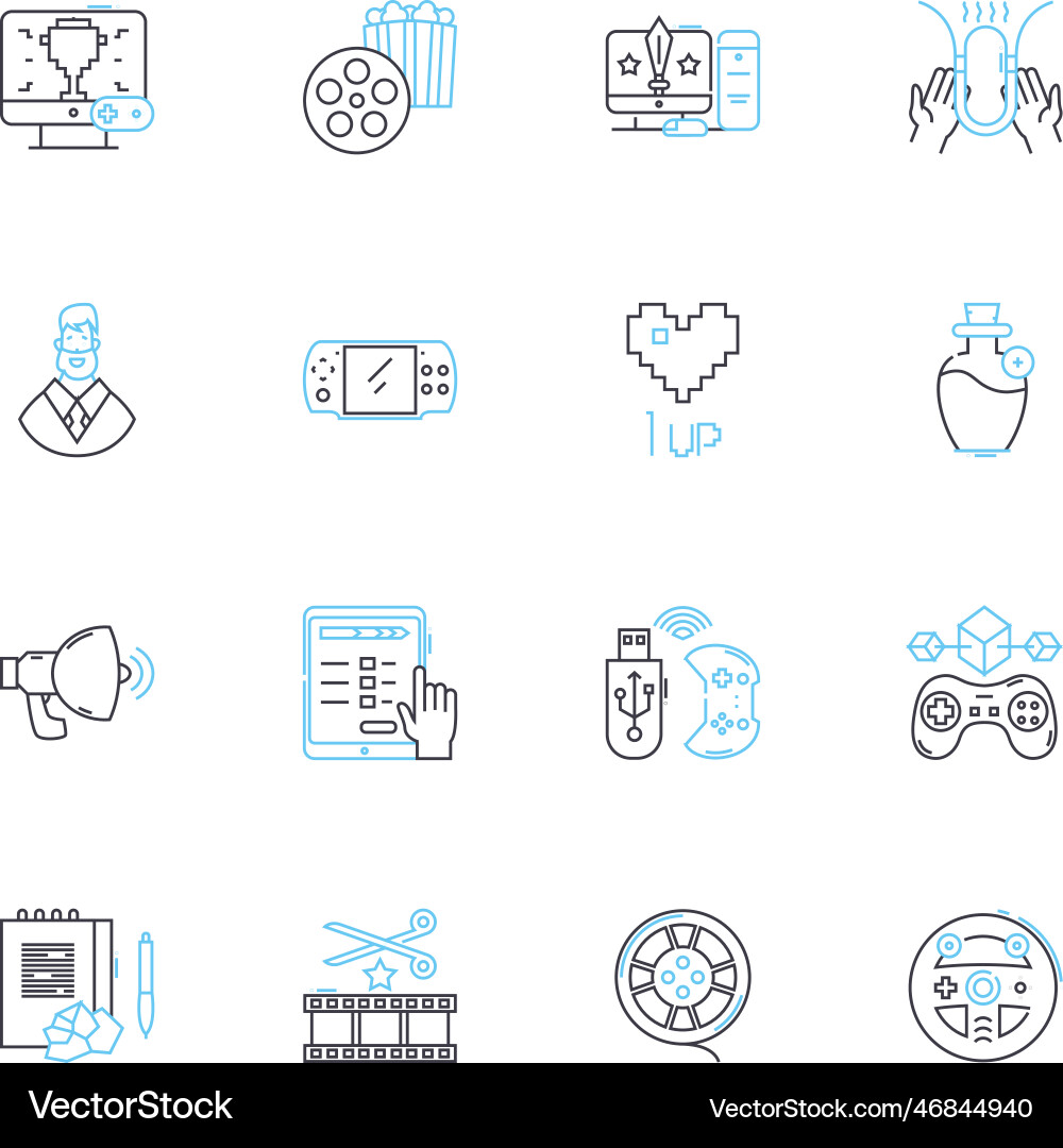 Sound posting linear icons set acoustic audio Vector Image