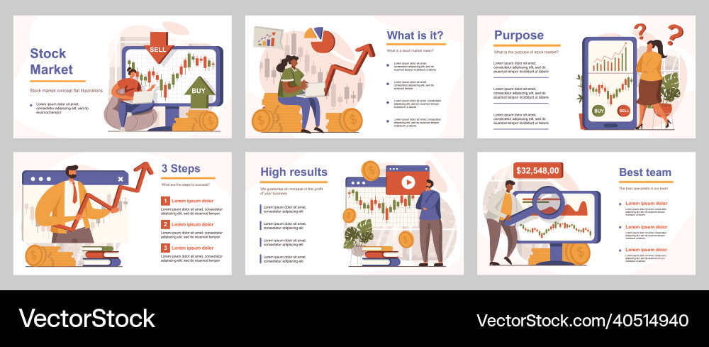 Stock market concept for presentation slide Vector Image