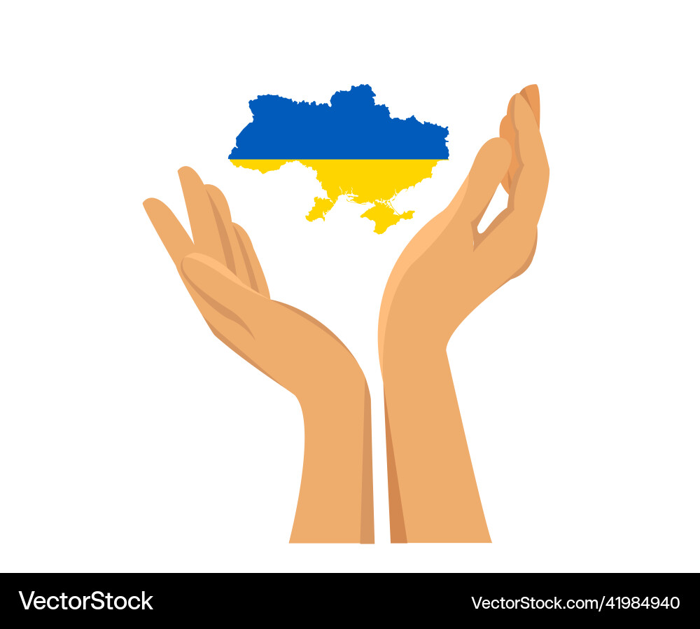 Ukraine flag emblem map symbol with hand abstract Vector Image