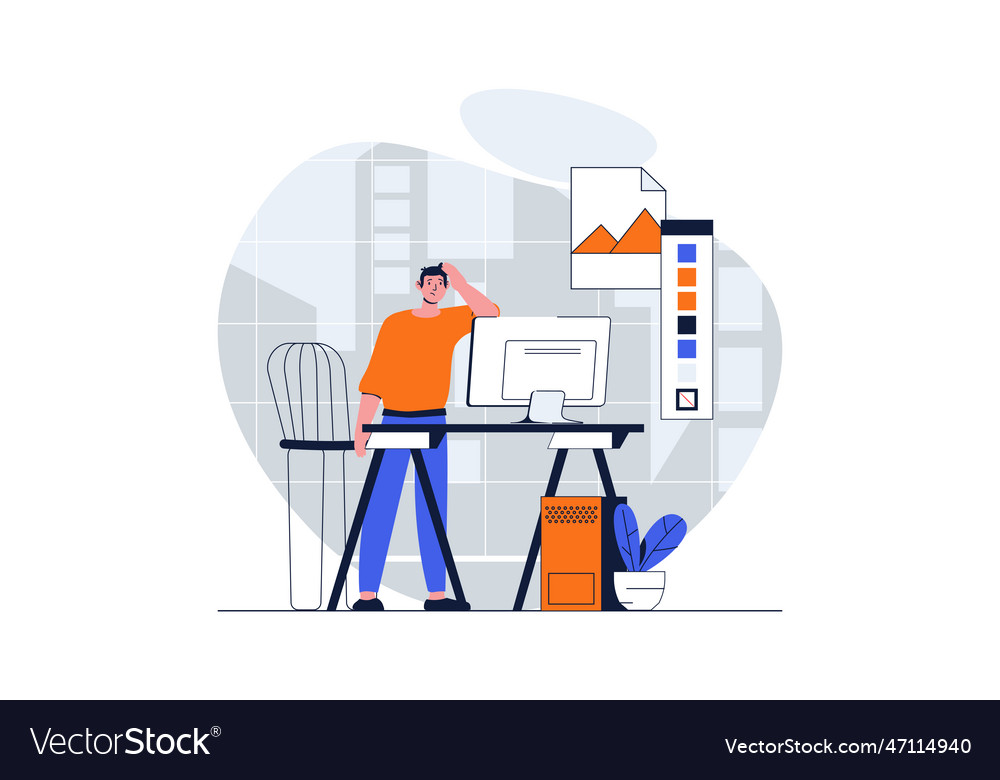 Web development concept with character scene Vector Image