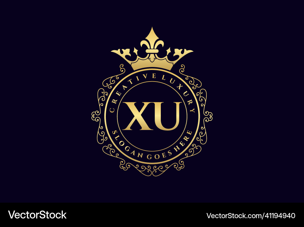 Xu initial letter luxury calligraphic feminine Vector Image