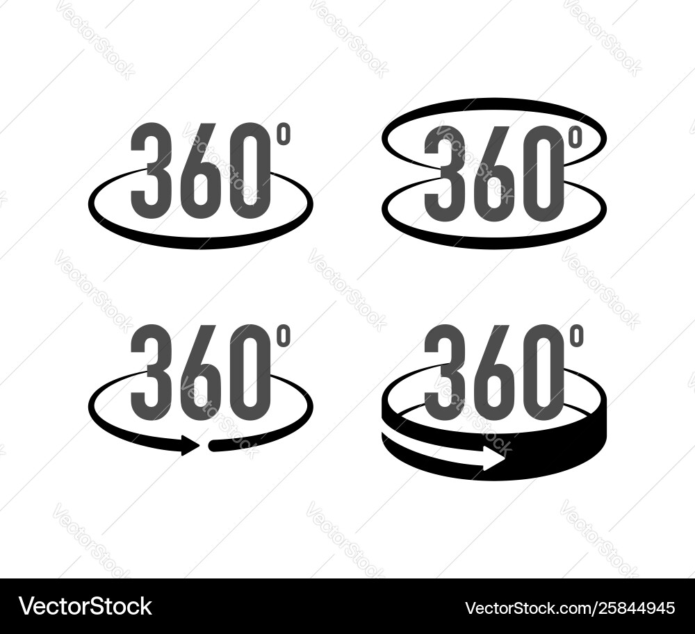 360 degrees view sign icon signs with arrows Vector Image