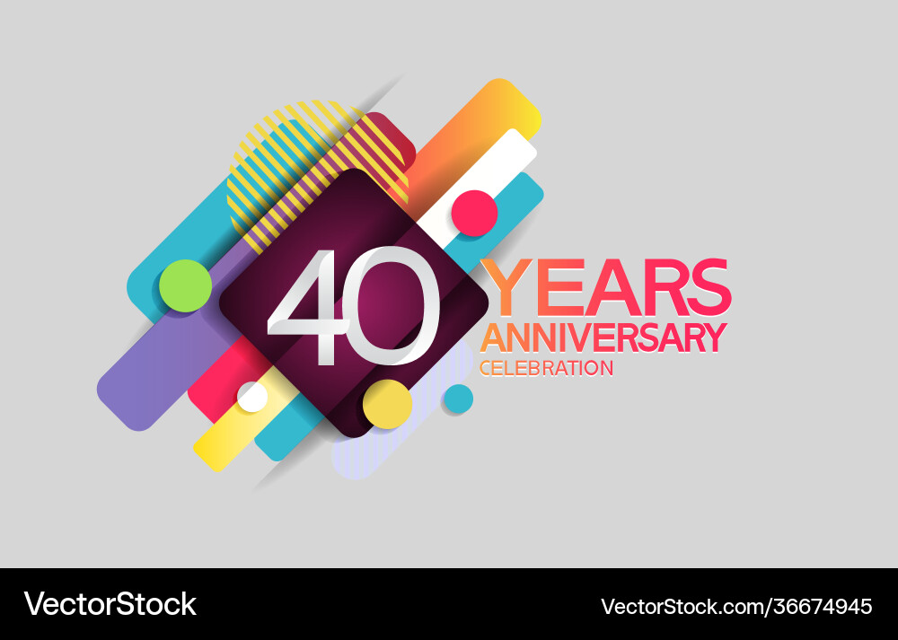 40 years anniversary colorful design with circle Vector Image