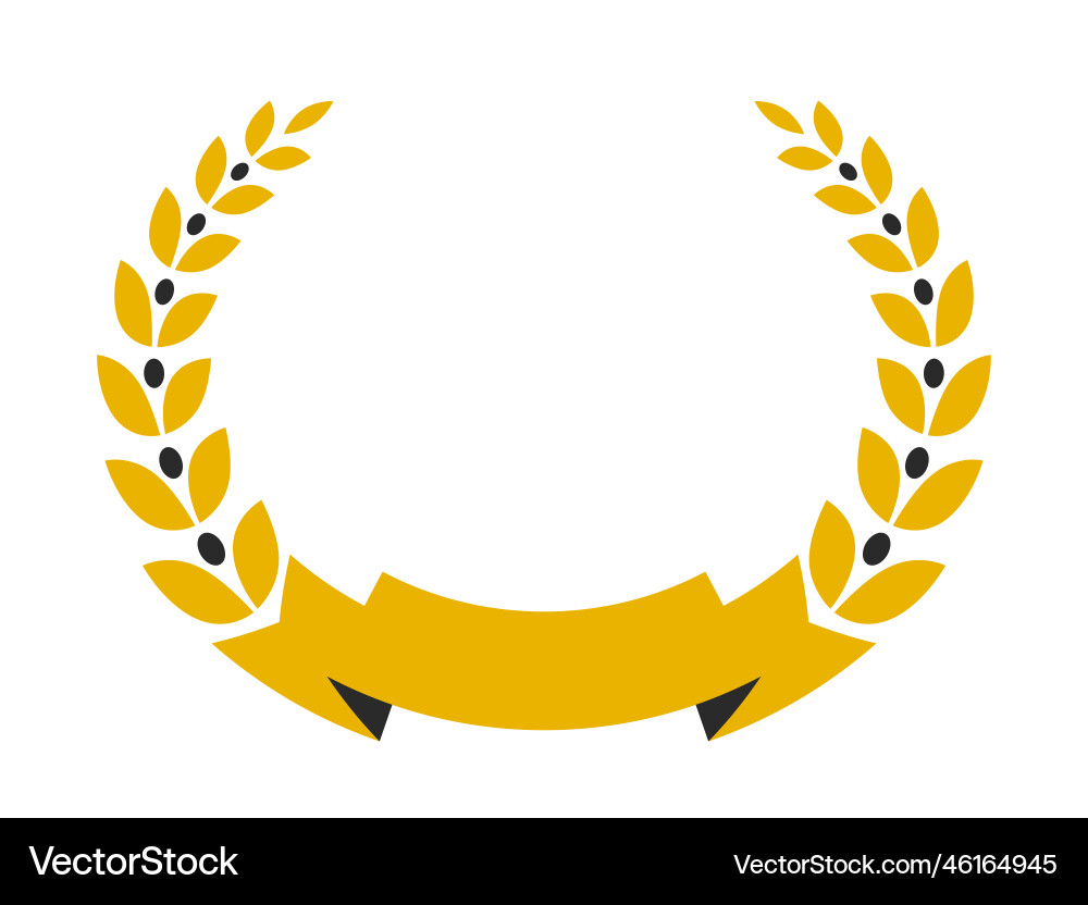 Blank empty emblem with ribbon and laurel wreath Vector Image