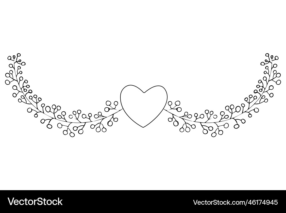 Branch border black contour wreath or border Vector Image