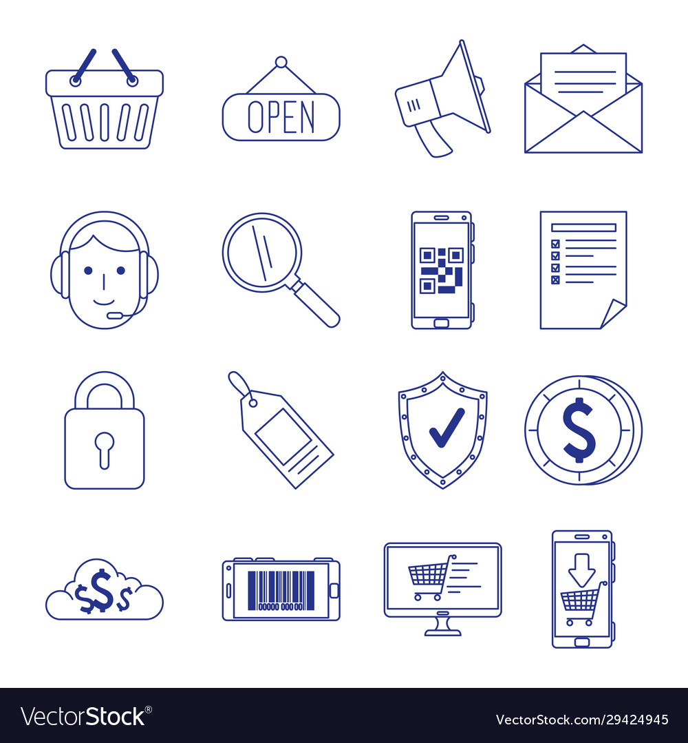 Bundle ecommerce set icons Royalty Free Vector Image