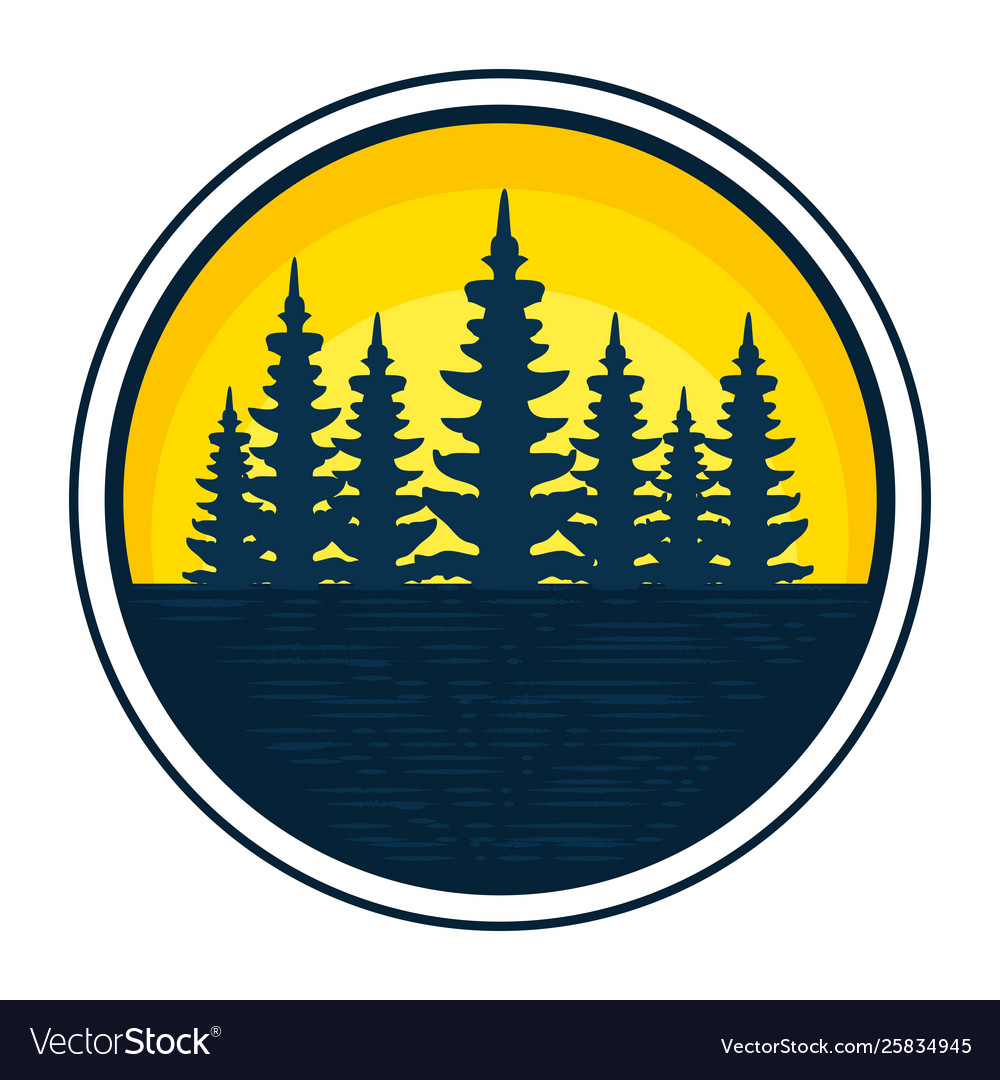 Circular frame with forest zone Royalty Free Vector Image