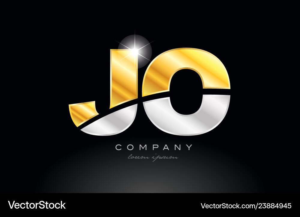 Combination letter jo j o alphabet with gold Vector Image