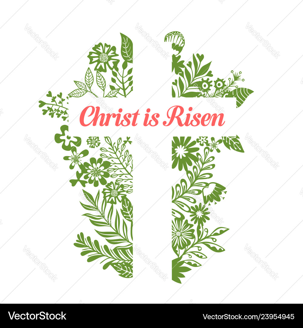 Cross of jesus christ is risen Royalty Free Vector Image