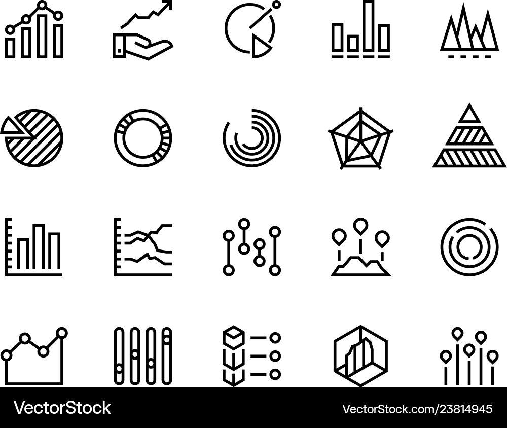 Diagrams line icons business data chart pie Vector Image