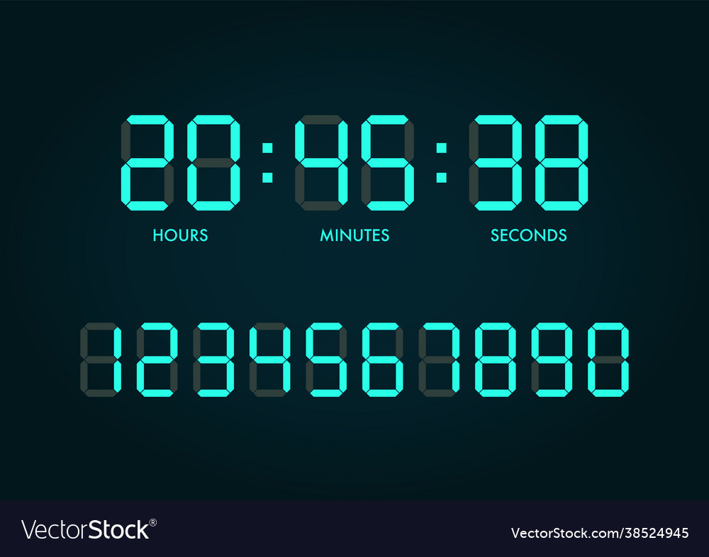 Digital clock numbers set Royalty Free Vector Image