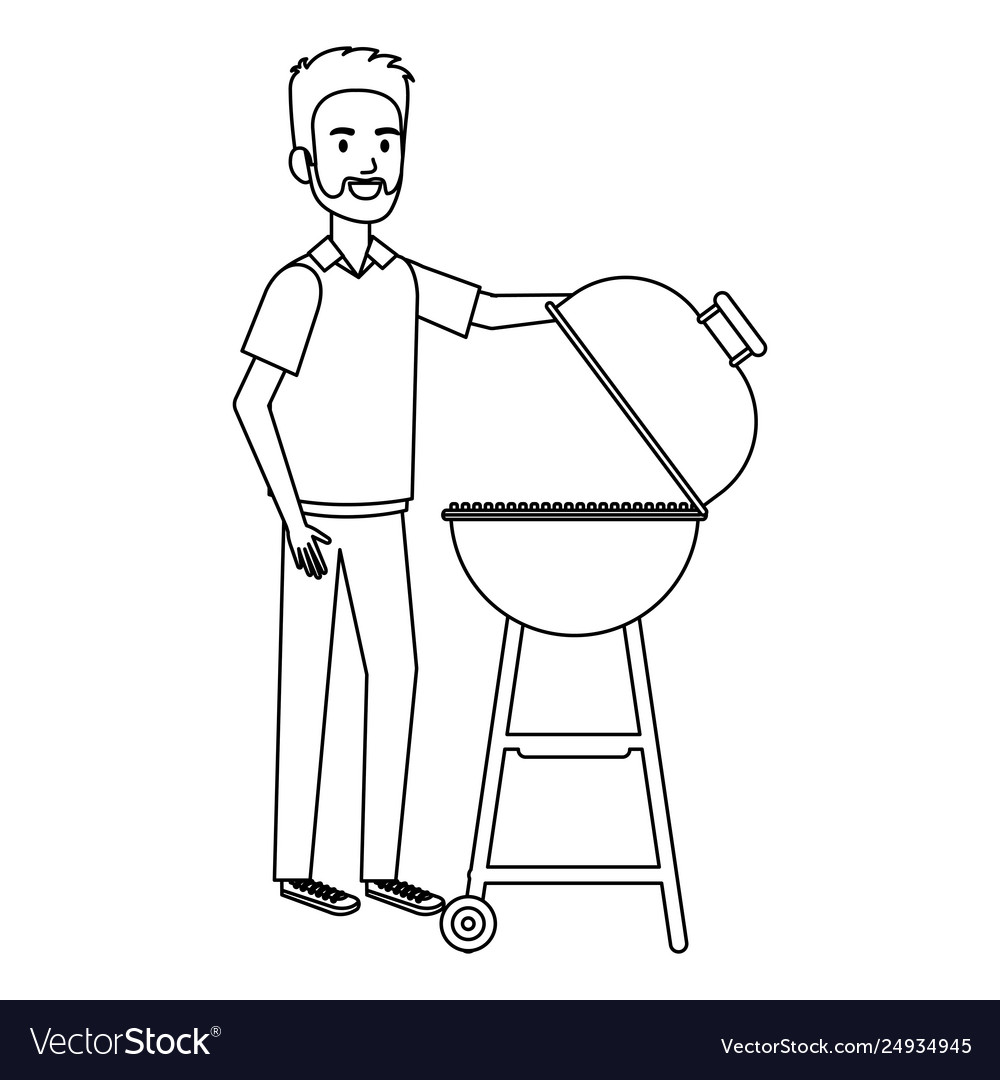 Man using grill character Royalty Free Vector Image