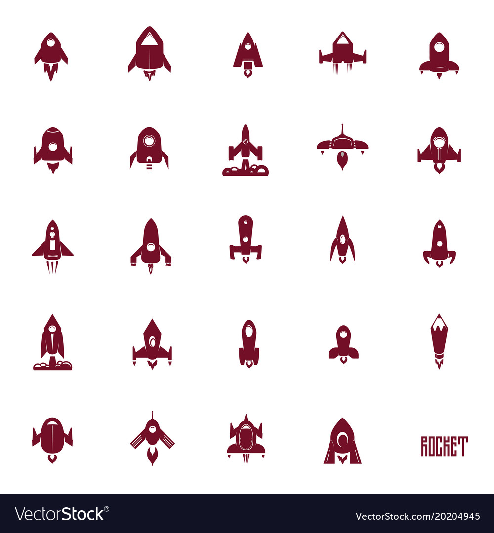 Rockets icon set flat silhouettes of space ships Vector Image