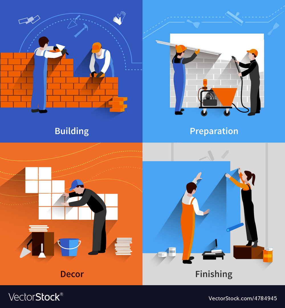 Worker flat set Royalty Free Vector Image - VectorStock