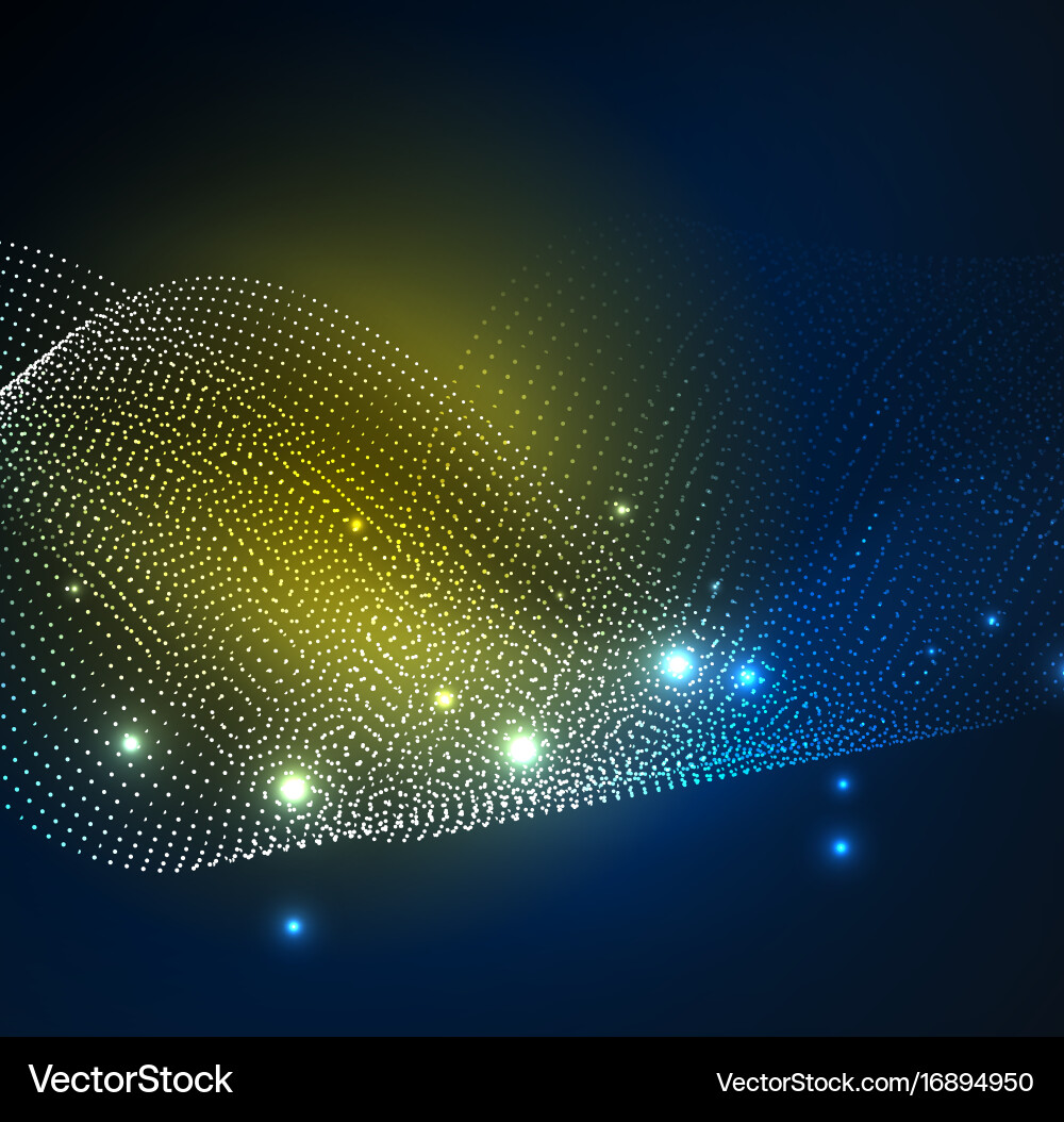 3d illuminated wave of glowing particles Vector Image