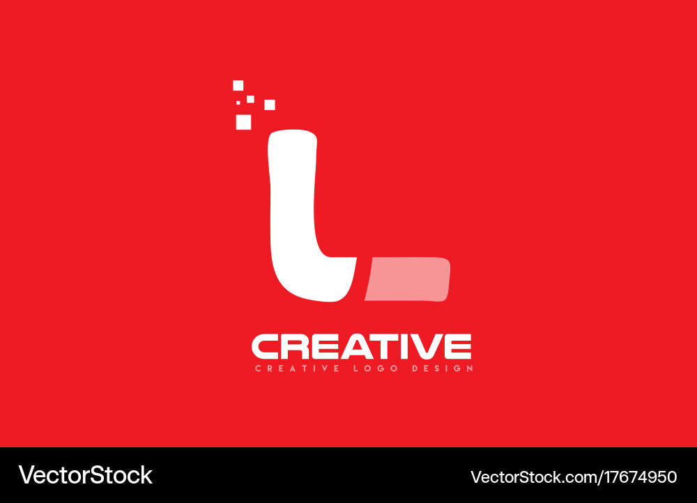 Alphabet letter l red technology white logo Vector Image