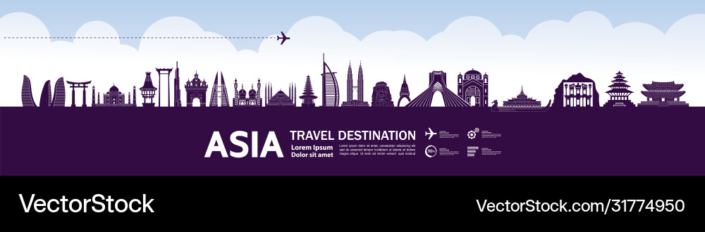 Asia travel destination Royalty Free Vector Image