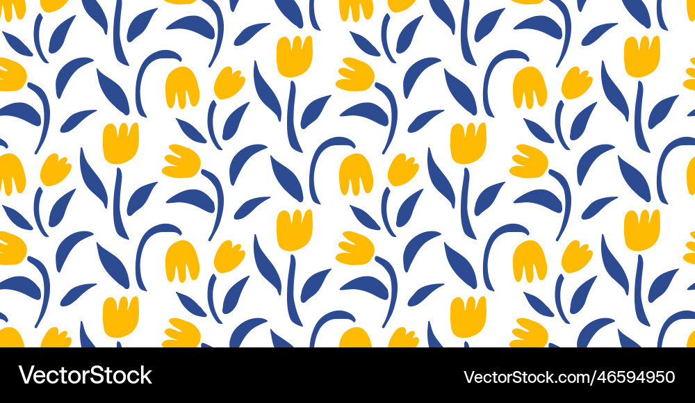 Beautiful tulips flowers floral seamless pattern Vector Image