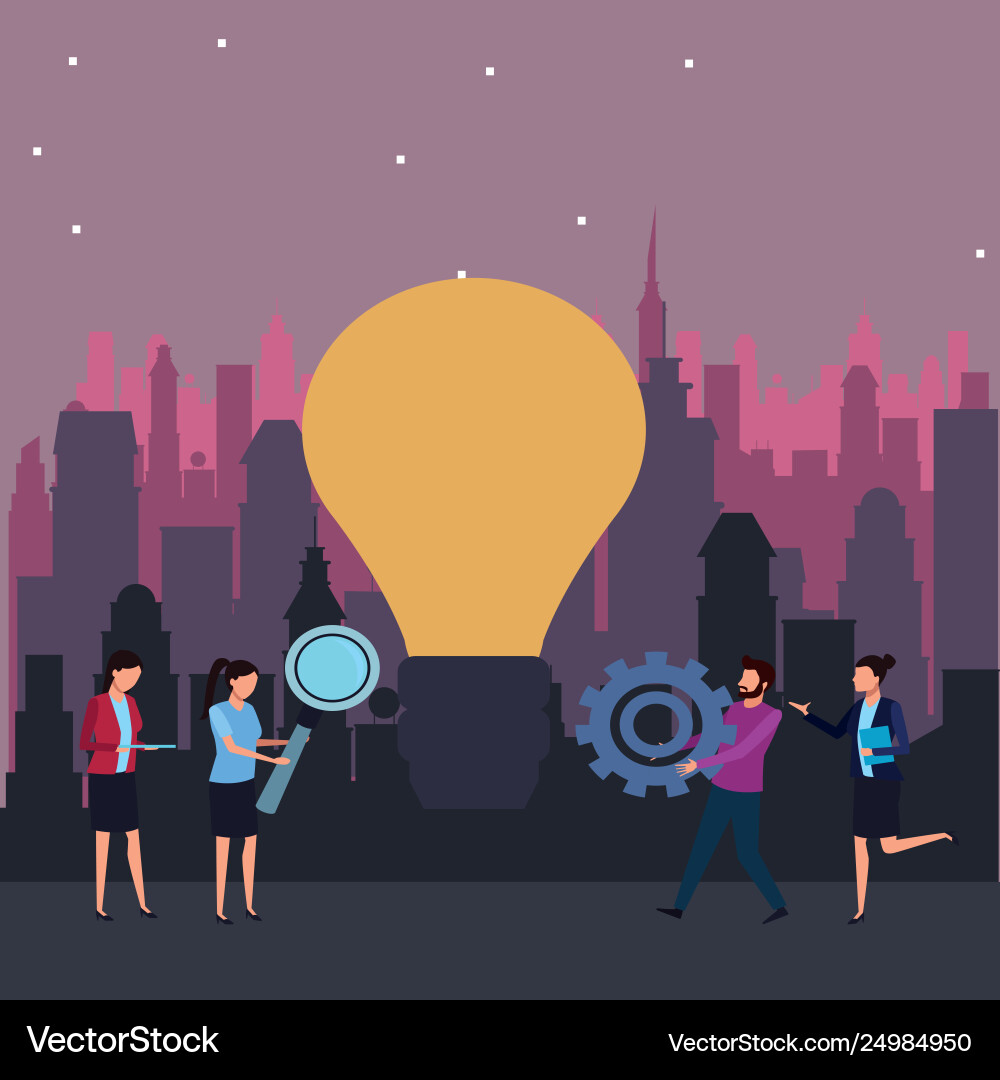 Coworkers teamwork cartoon Royalty Free Vector Image