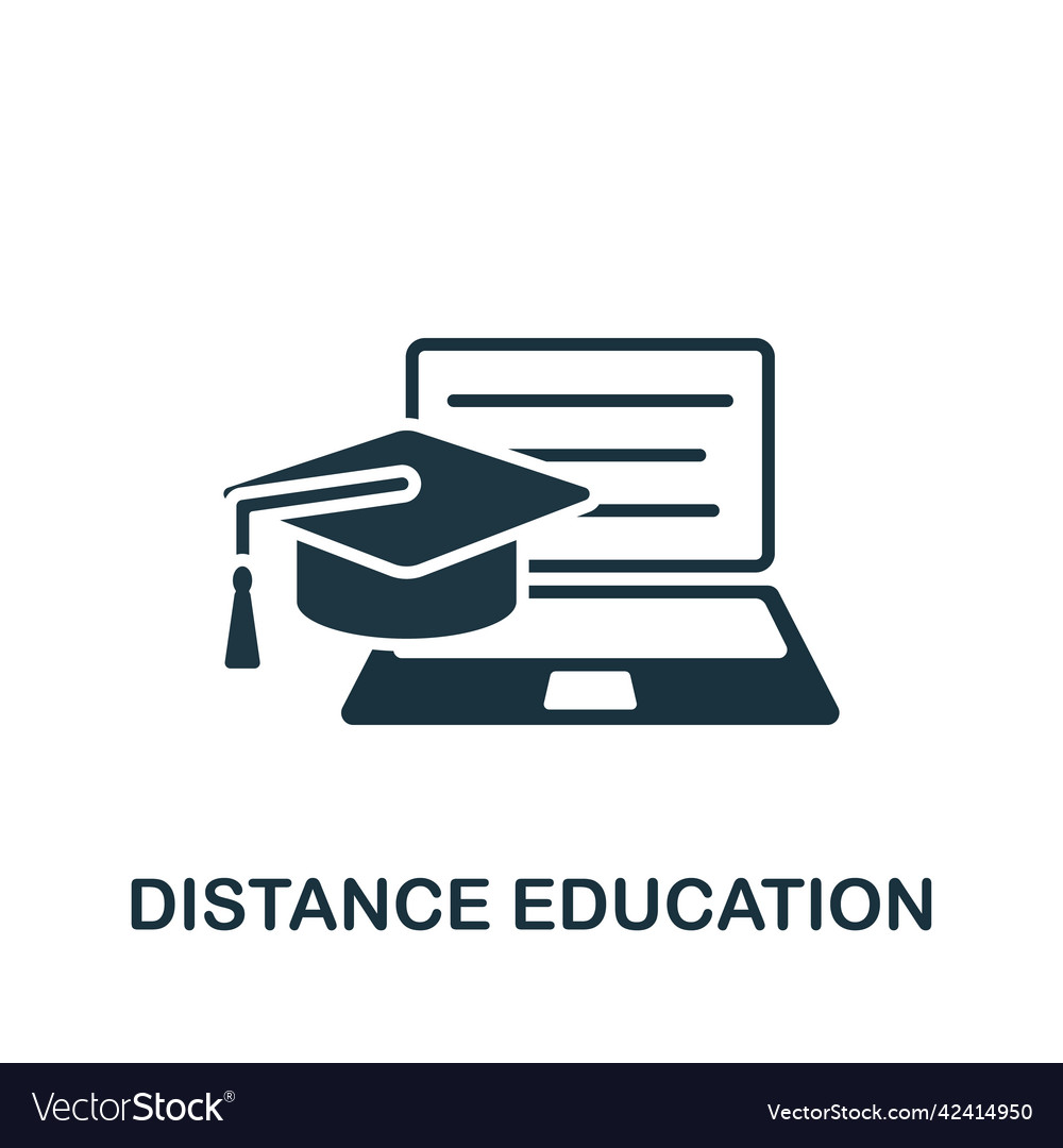 Distance education icon monochrome simple Vector Image Distance education icon monochrome simple Vector Image