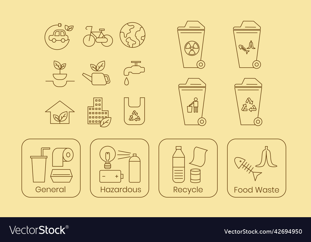 Environment icon design elements set Royalty Free Vector