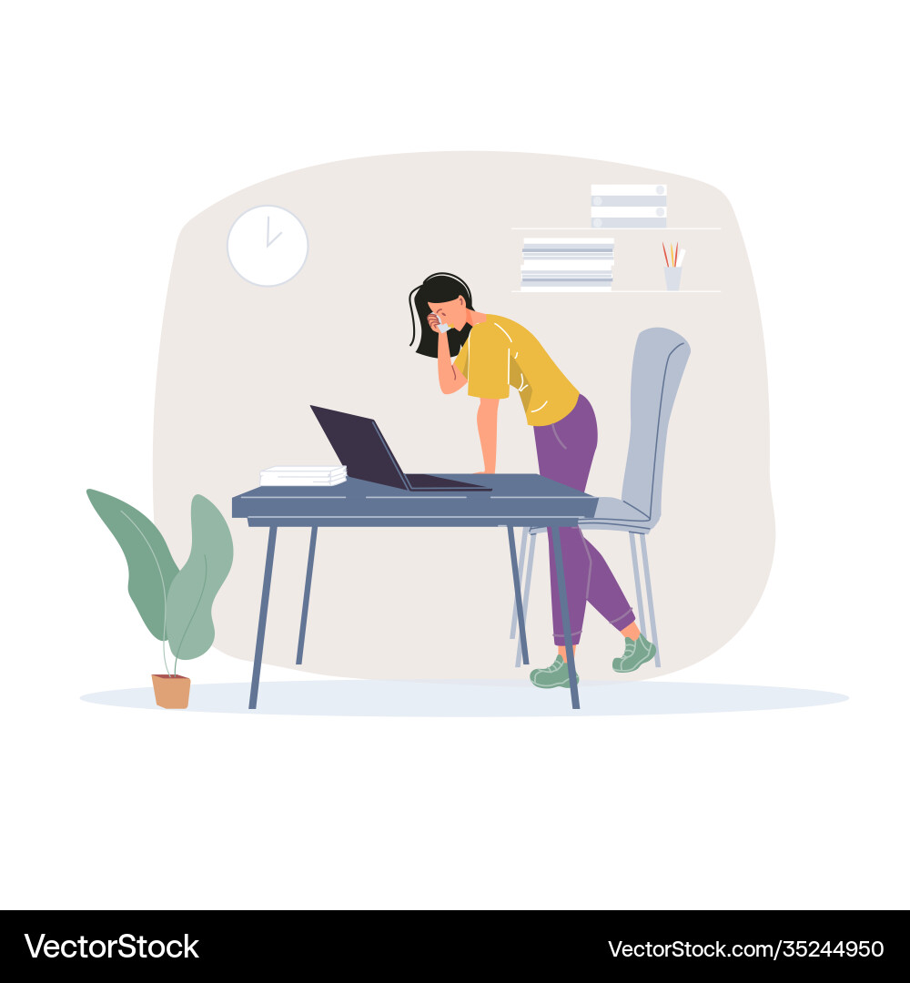 Flat cartoon character at work Royalty Free Vector Image