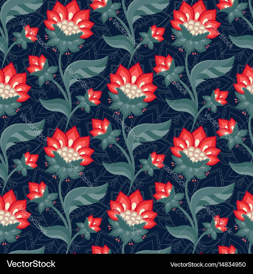 Floral seamless pattern jacobean style flowers Vector Image