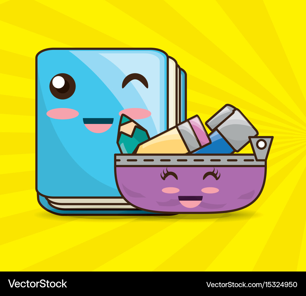 Kawaii icons school tools to study education Vector Image