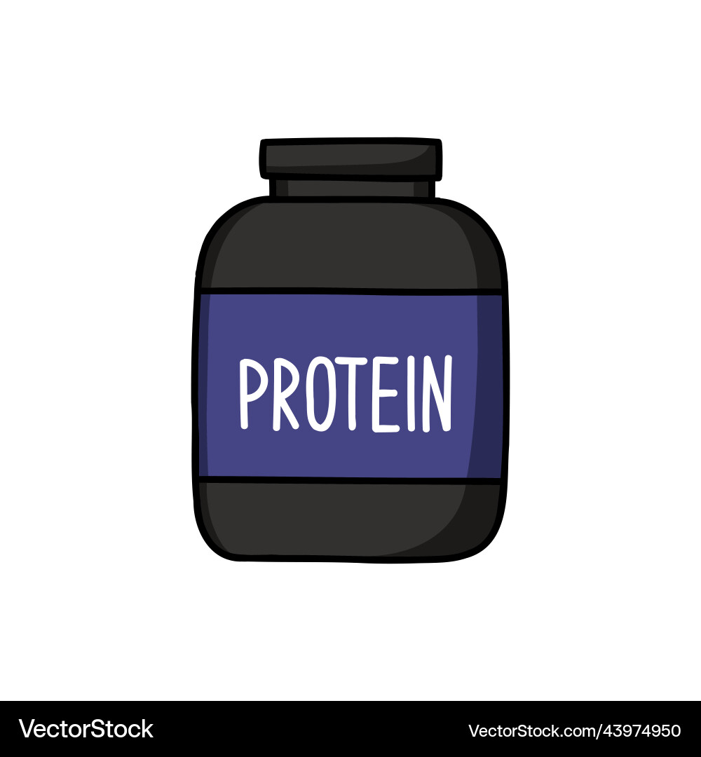 Protein powder doodle icon color line Royalty Free Vector