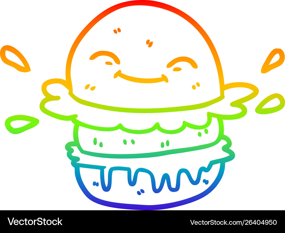 Rainbow gradient line drawing cartoon fast food Vector Image