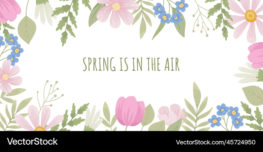 Spring flowers on floral background card design Vector Image