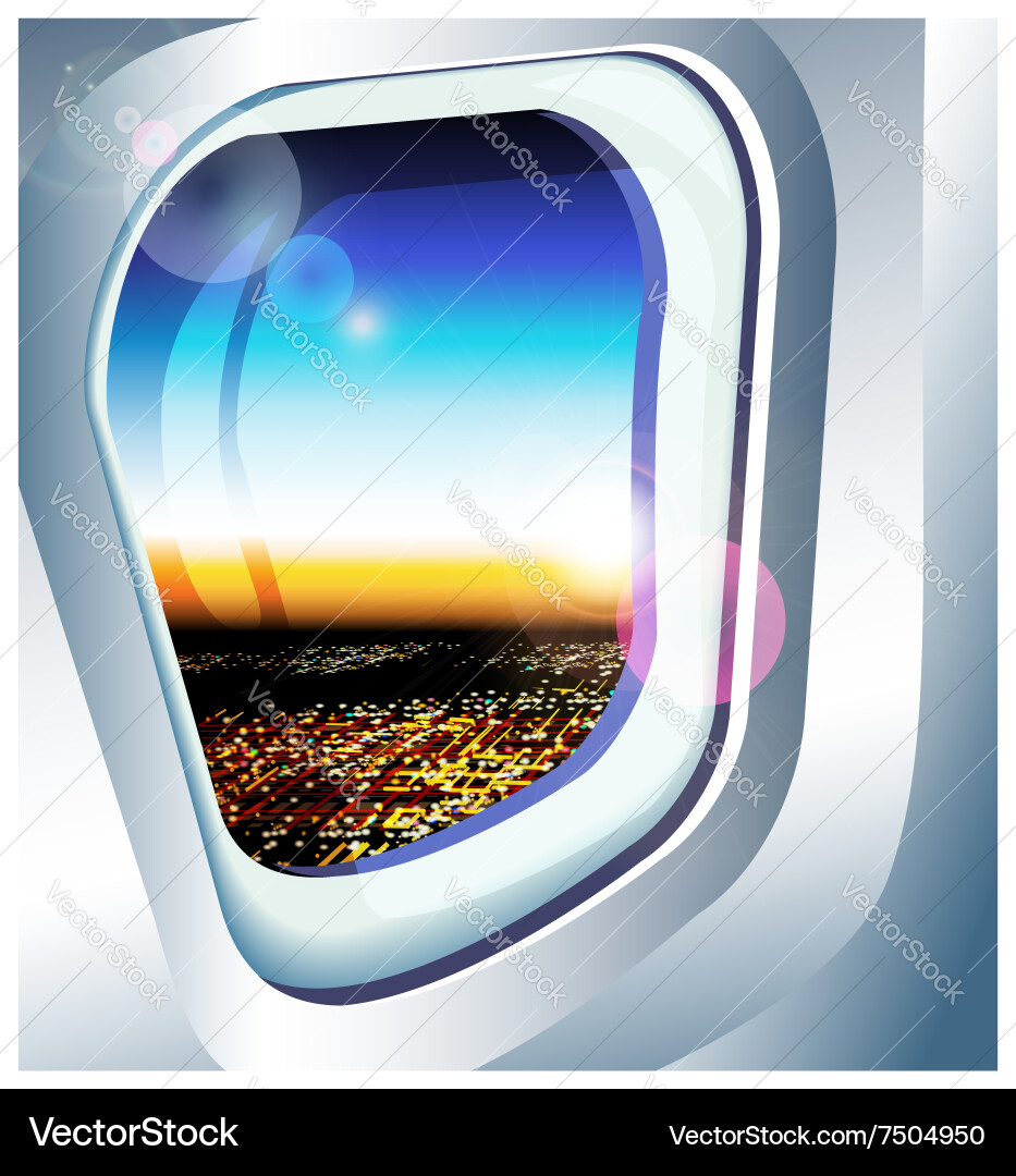 View from a plane window over the city Royalty Free Vector