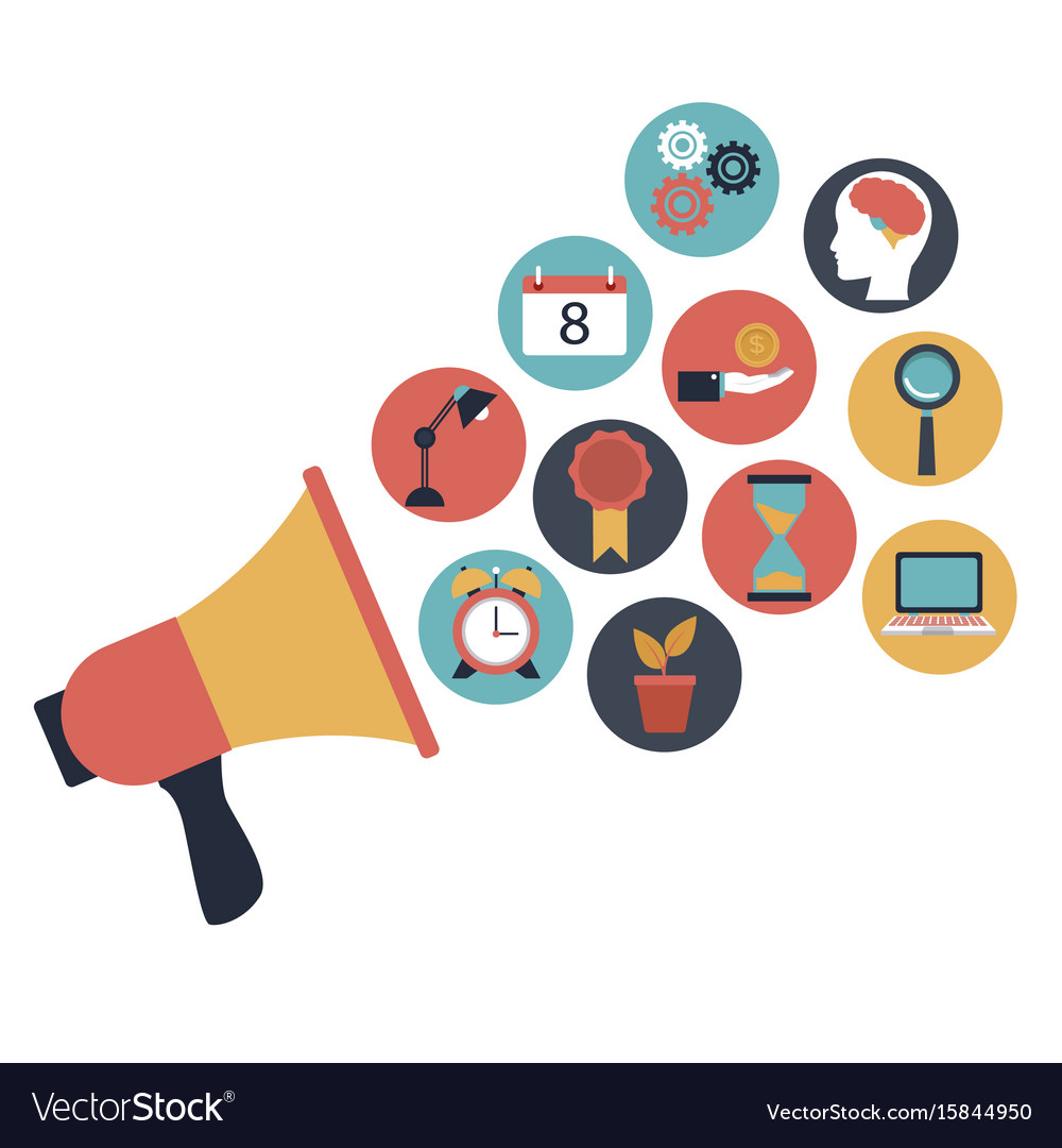 White background with megaphone elements Vector Image