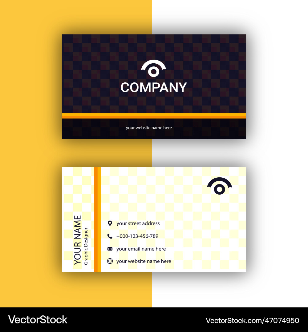 Yellow gradient unique style business card design Vector Image