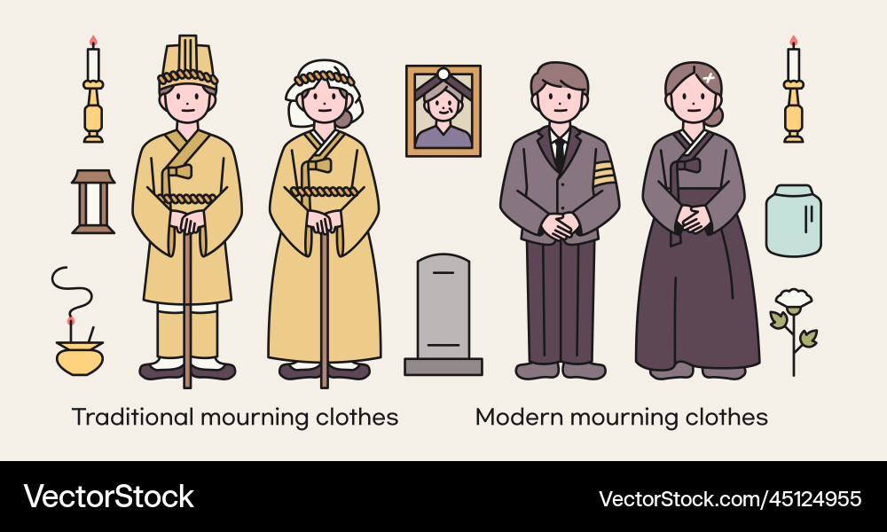A bereaved character holding funeral korean Vector Image