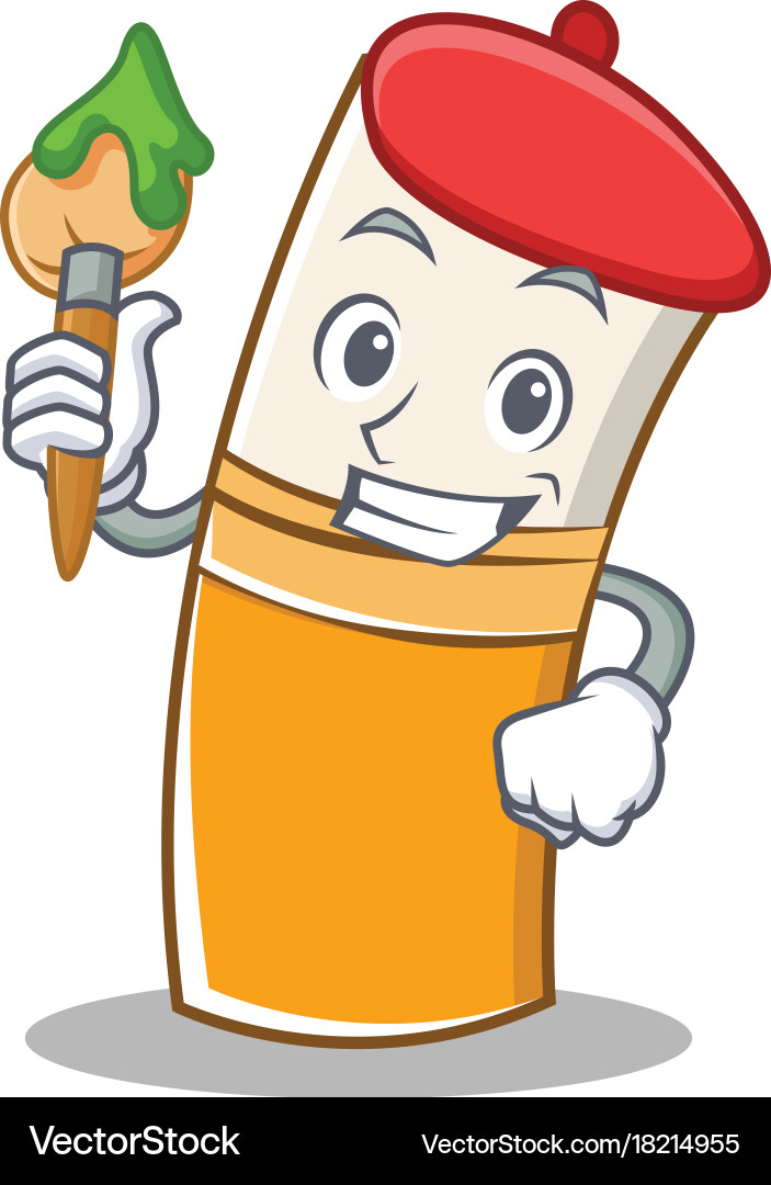 Artist cigarette character cartoon style Vector Image