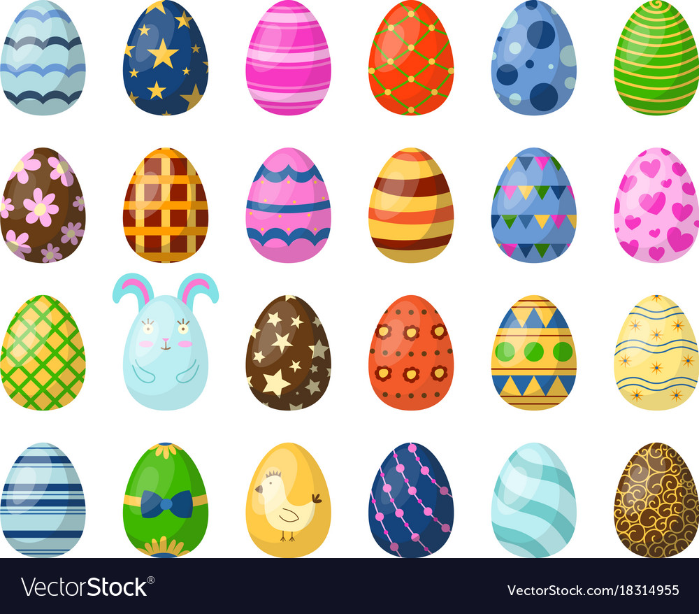 Easter eggs painted with spring pattern multi Vector Image