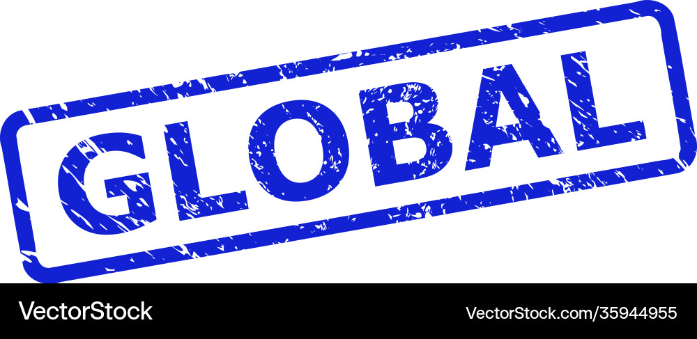Global stamp seal with corroded style and rounded Vector Image