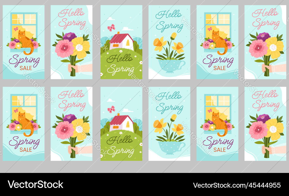 Happy spring day media social stories flat design Vector Image