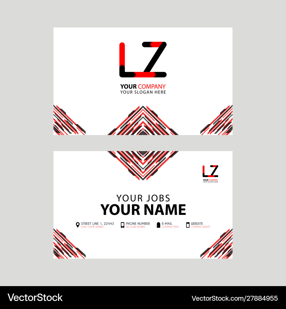 Horizontal name card with lz logo letter Vector Image